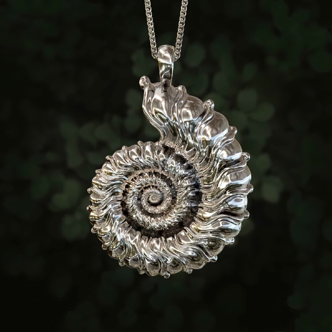 Ammonite Pendant for Necklace. Reversible Jewelry, Gold Ammonite ...