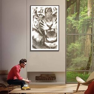 Tiger String Art, Portrait Wild Africa Animal, Wall Decor, Black and ...