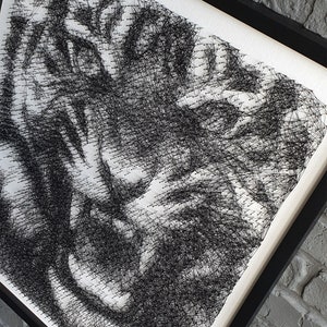 Tiger String Art, Portrait Wild Africa Animal, Wall Decor, Black and ...