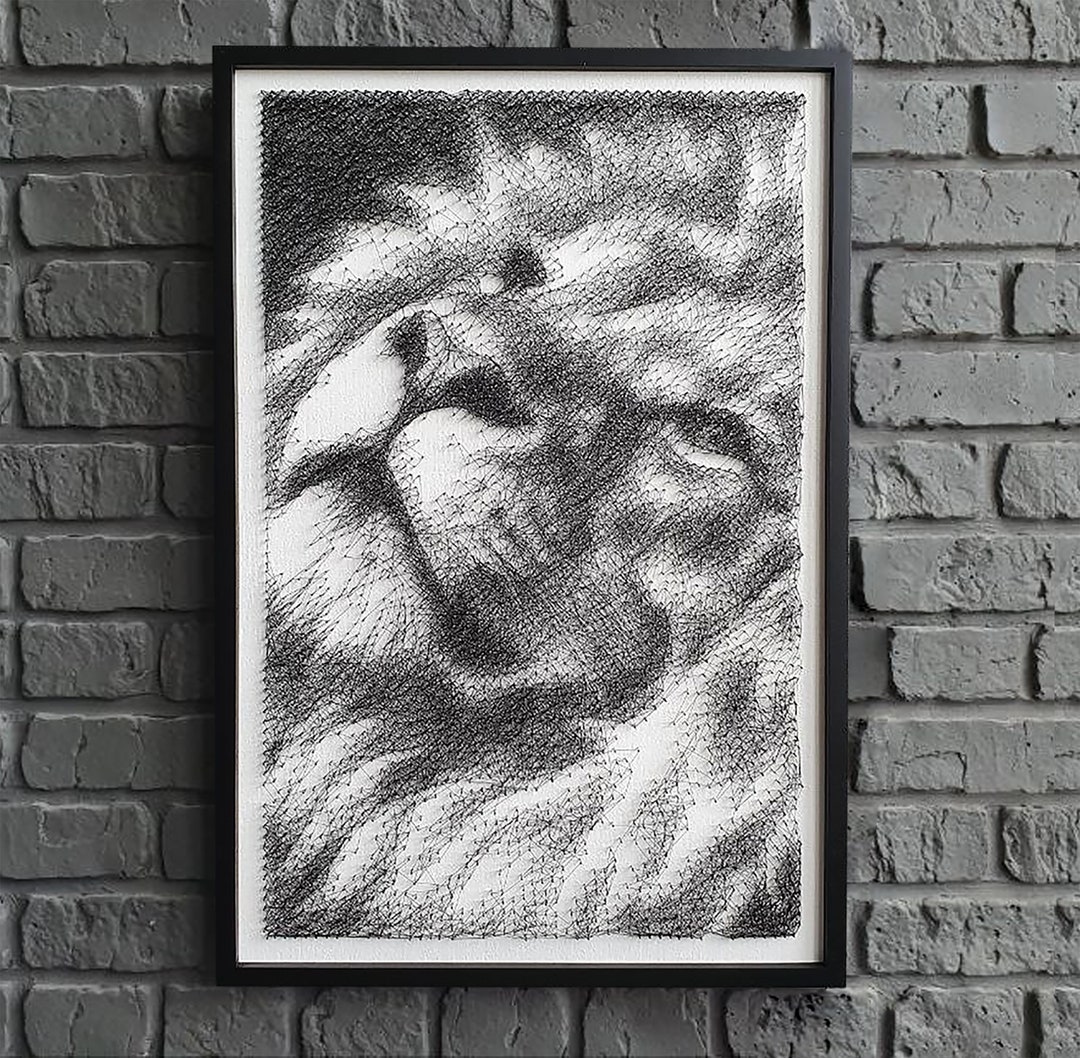 Safari Animal, Lion Painting, Nature Wall Decor, String Art Animal ...