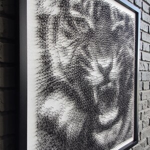 Tiger String Art, Portrait Wild Africa Animal, Wall Decor, Black and ...