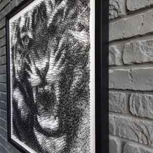 Tiger String Art, Portrait Wild Africa Animal, Wall Decor, Black and ...