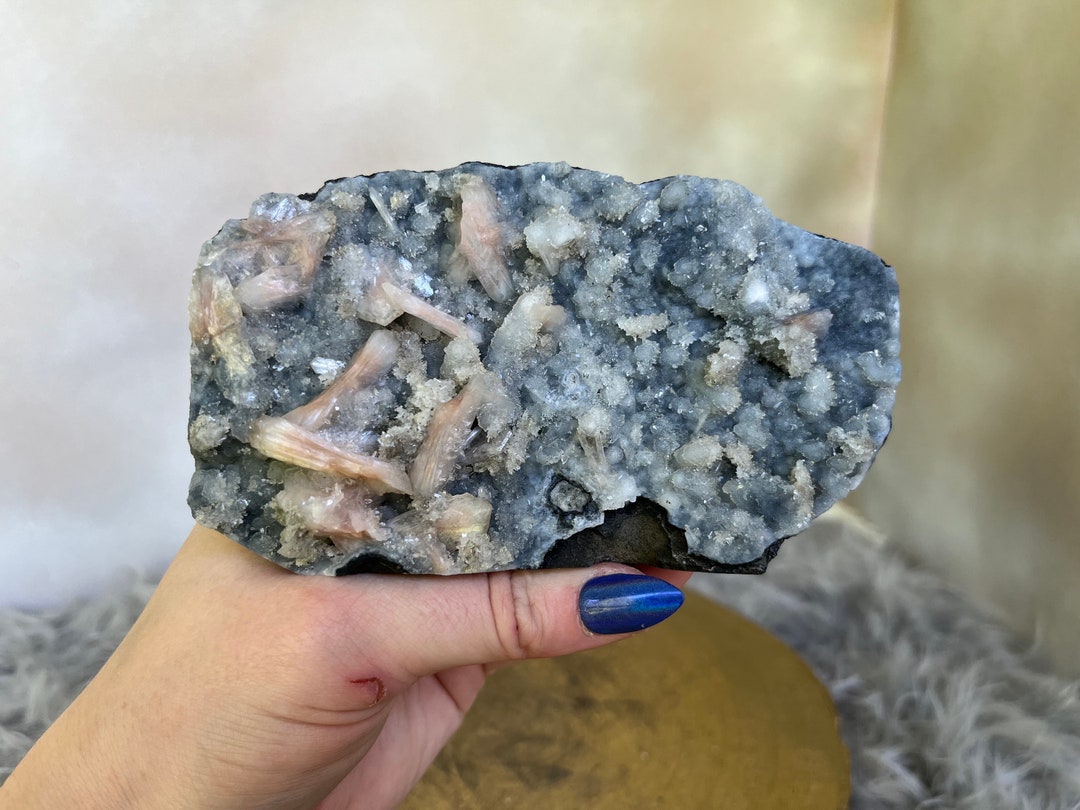 Beautiful Stilbite Blades on Blue Chalcedony Matrix Mixed - Etsy