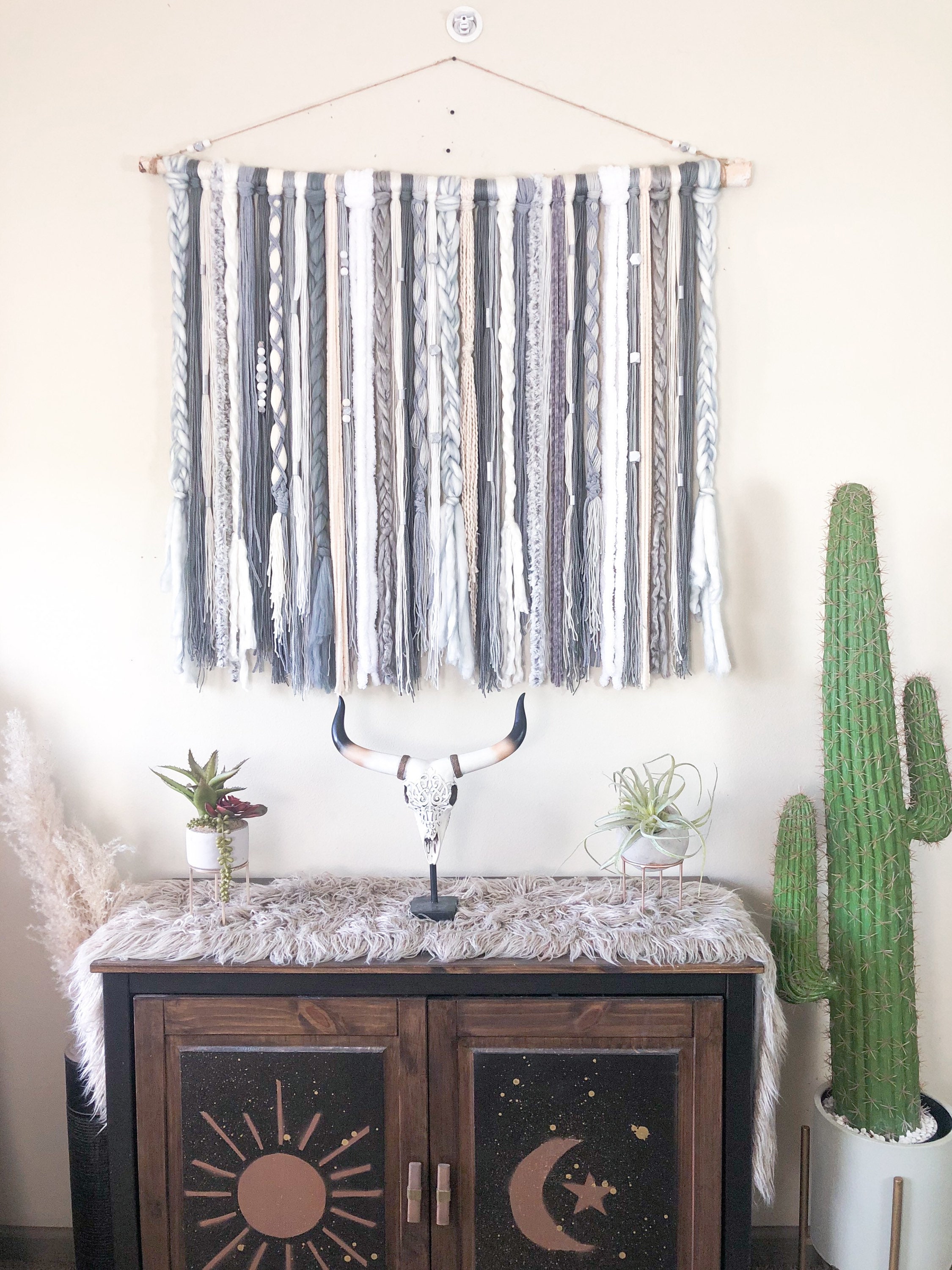 Boho Yarn Wall Hanging Boho Tapestry Boho Wall Decor Fiber - Etsy