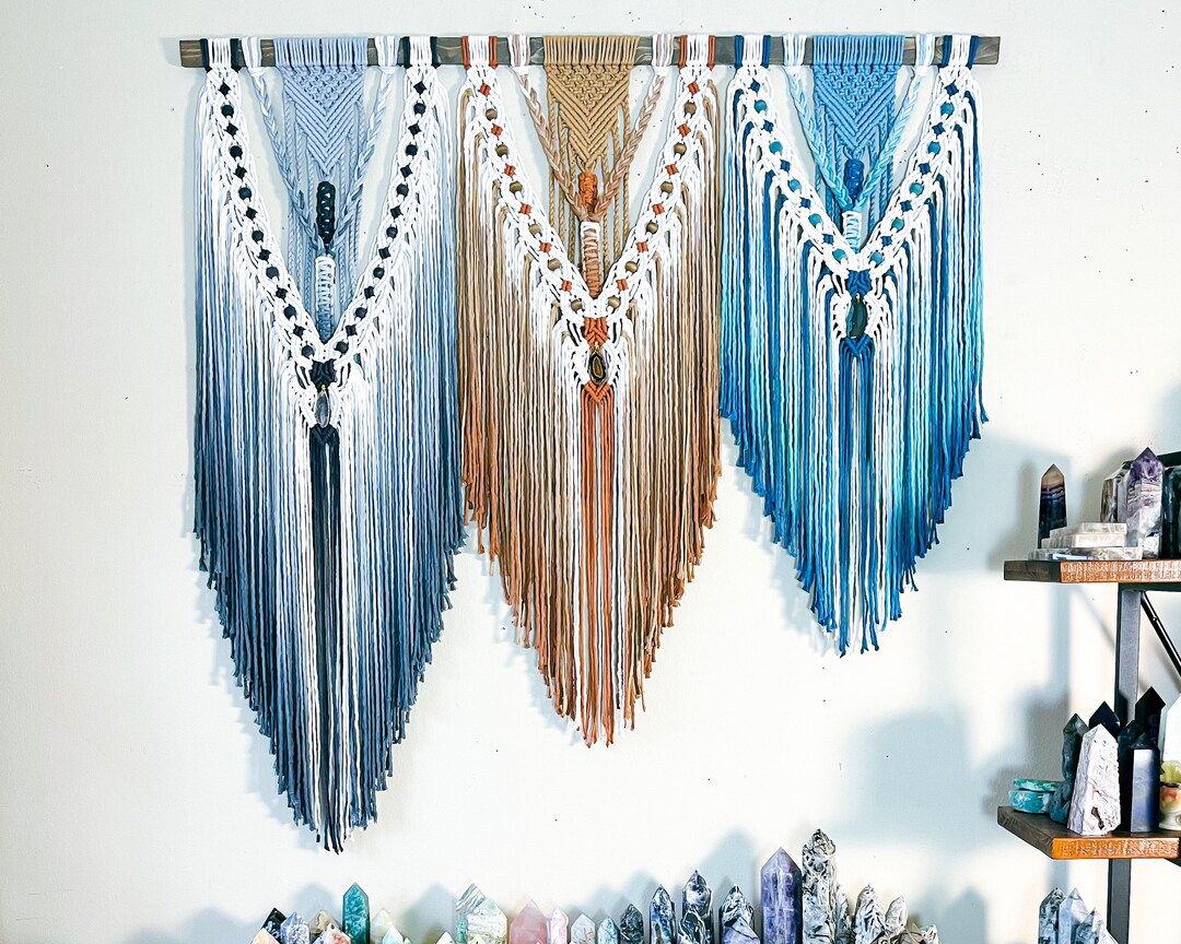 Alcyone, Dip Dye Macrame Wall Hanging, Boho Wall Decor, Retro Style ...