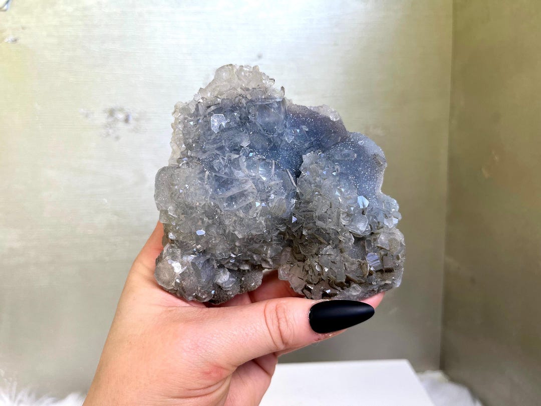 Beautiful, Apophyllite and Stilbite on Sparkling Blue Chalcedony, Mixed ...