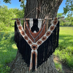 Southwestern Natural Fiber Macrame Wall Hanging, Trendy Art, Boho Home ...