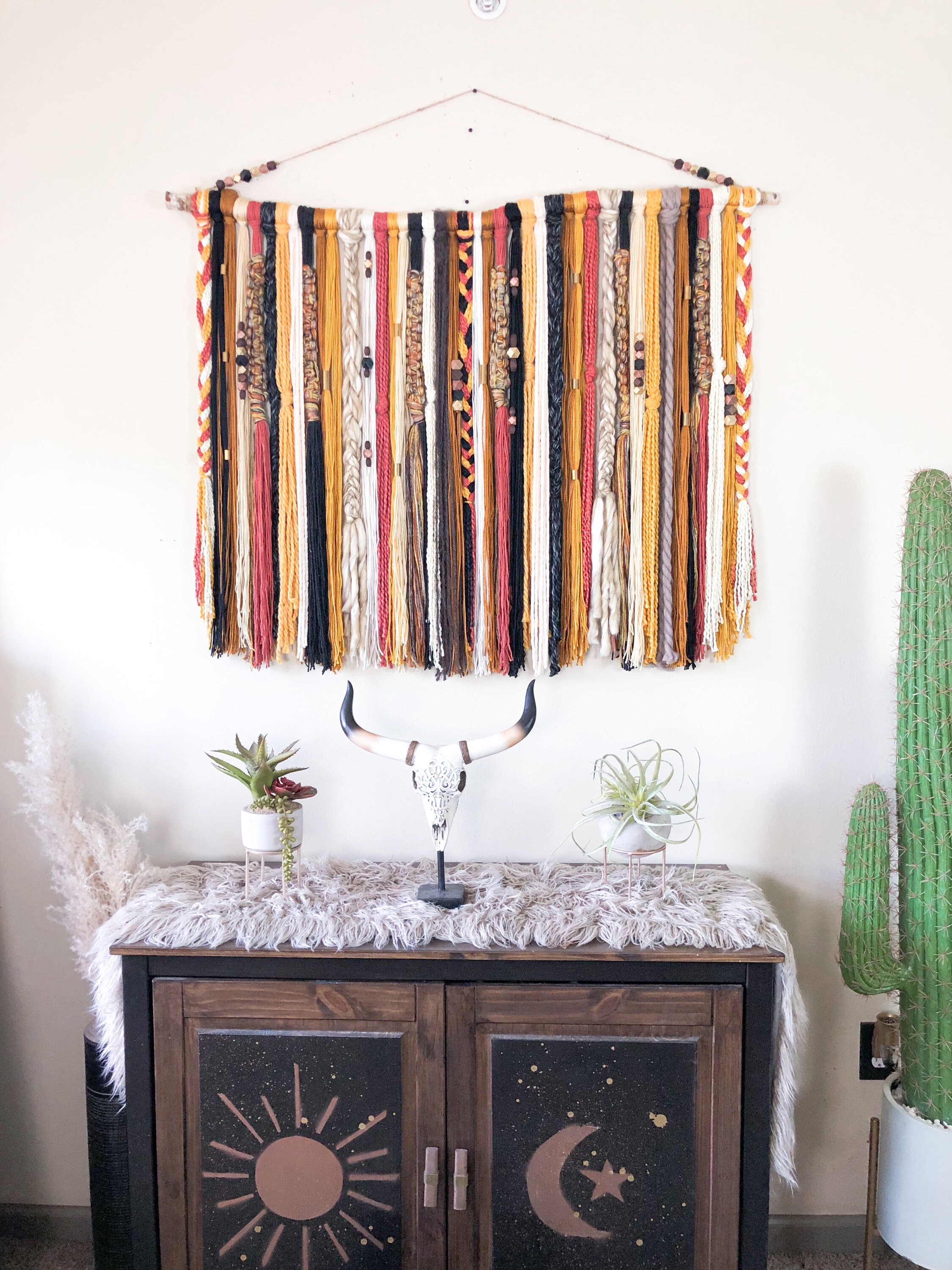 Rust Boho Yarn Wall Hanging Boho Tapestry Boho Wall Decor - Etsy