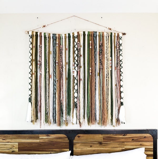 Ocean Cross Overlay Yarn Wall Hanging / Hoop Wall Decor / Macrame Wall ...