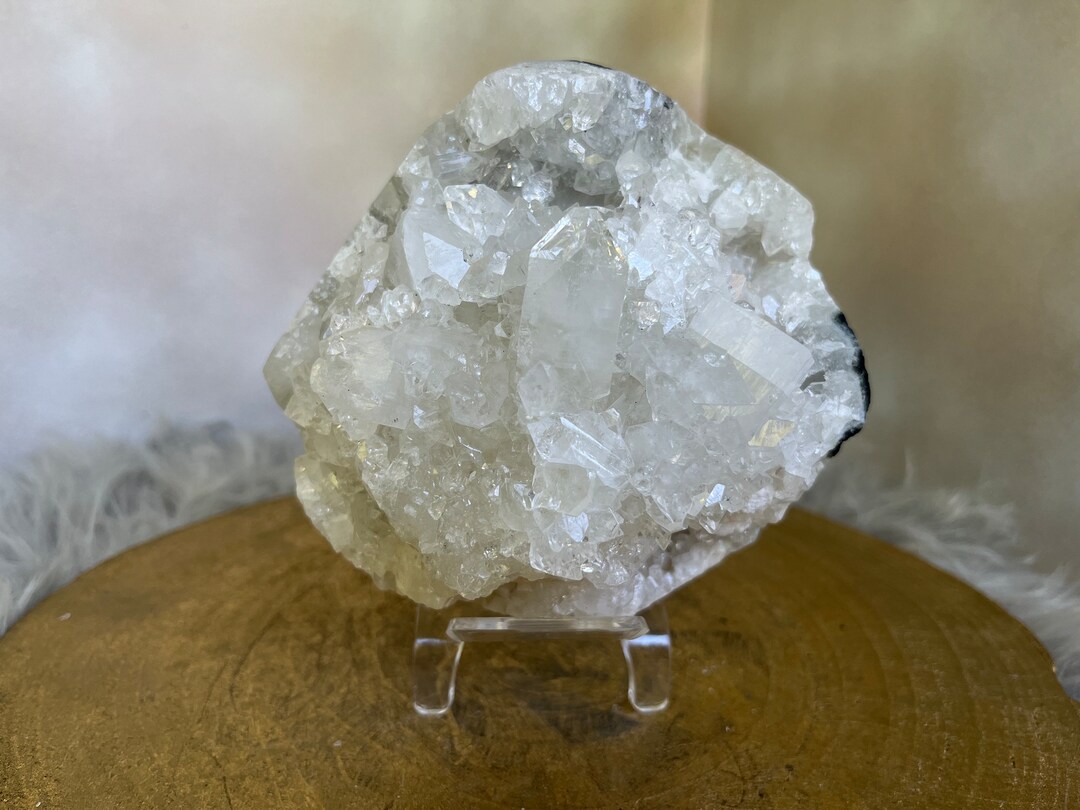 Beautiful, Diamond Apophyllite on Chalcedony Geode, Mixed Mineral ...
