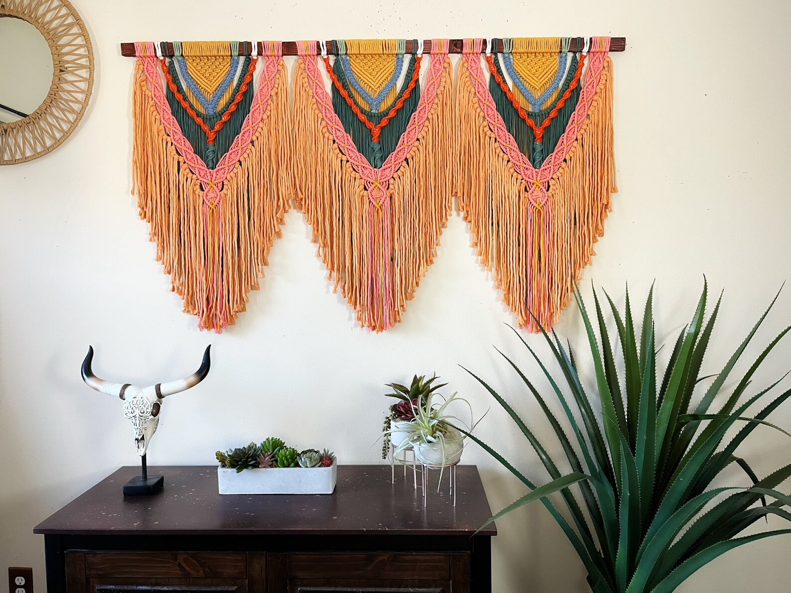 Macrame Wall Hanging Trendy Wall Art Colorful Retro Style - Etsy