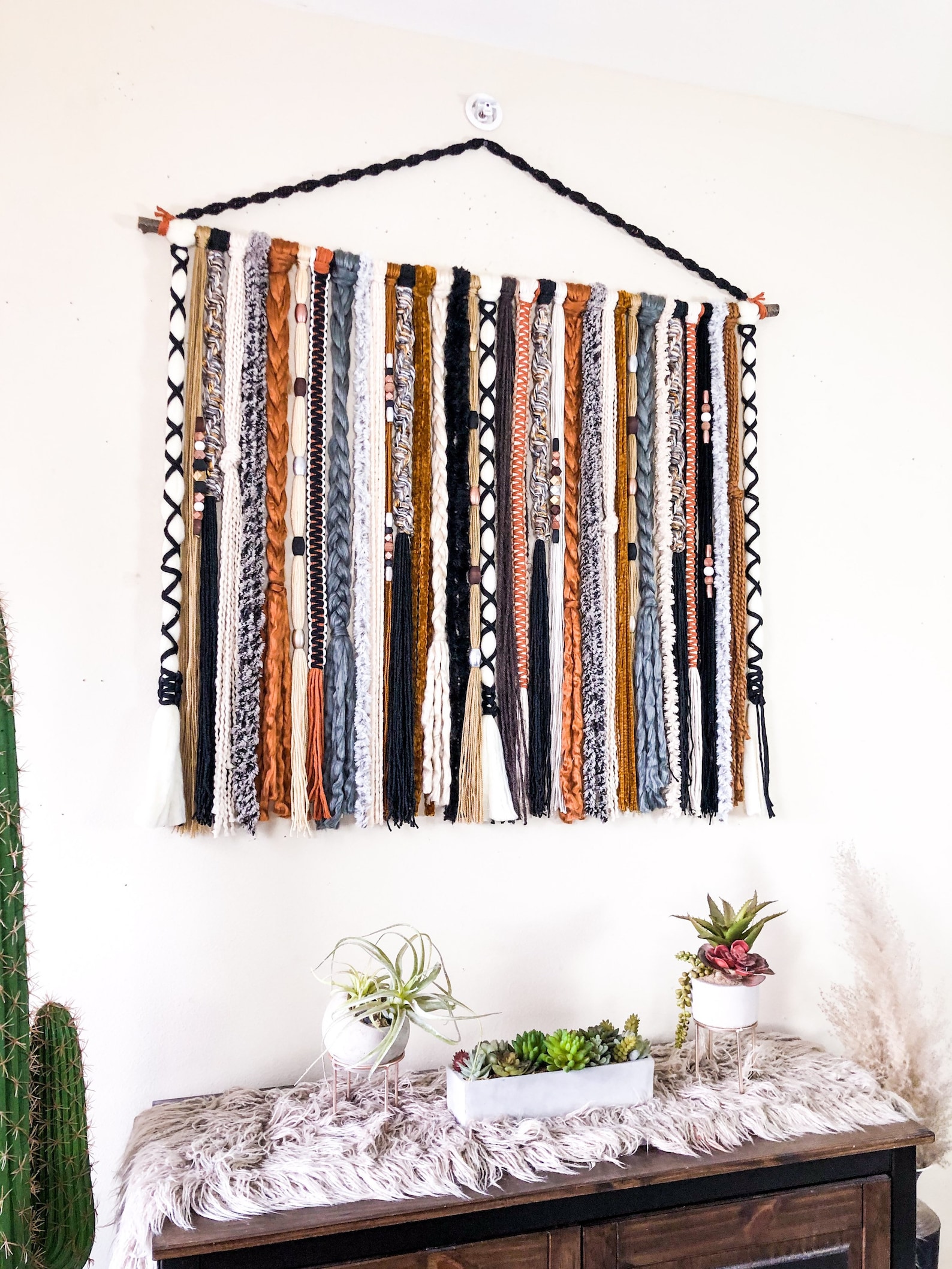 Boho Yarn Wall Hanging Boho Tapestry Boho Wall Decor Fiber - Etsy