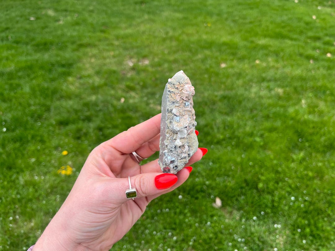 Elestial Smoky Candle Quartz Crystal Cluster With Petal Calcite Frosted ...