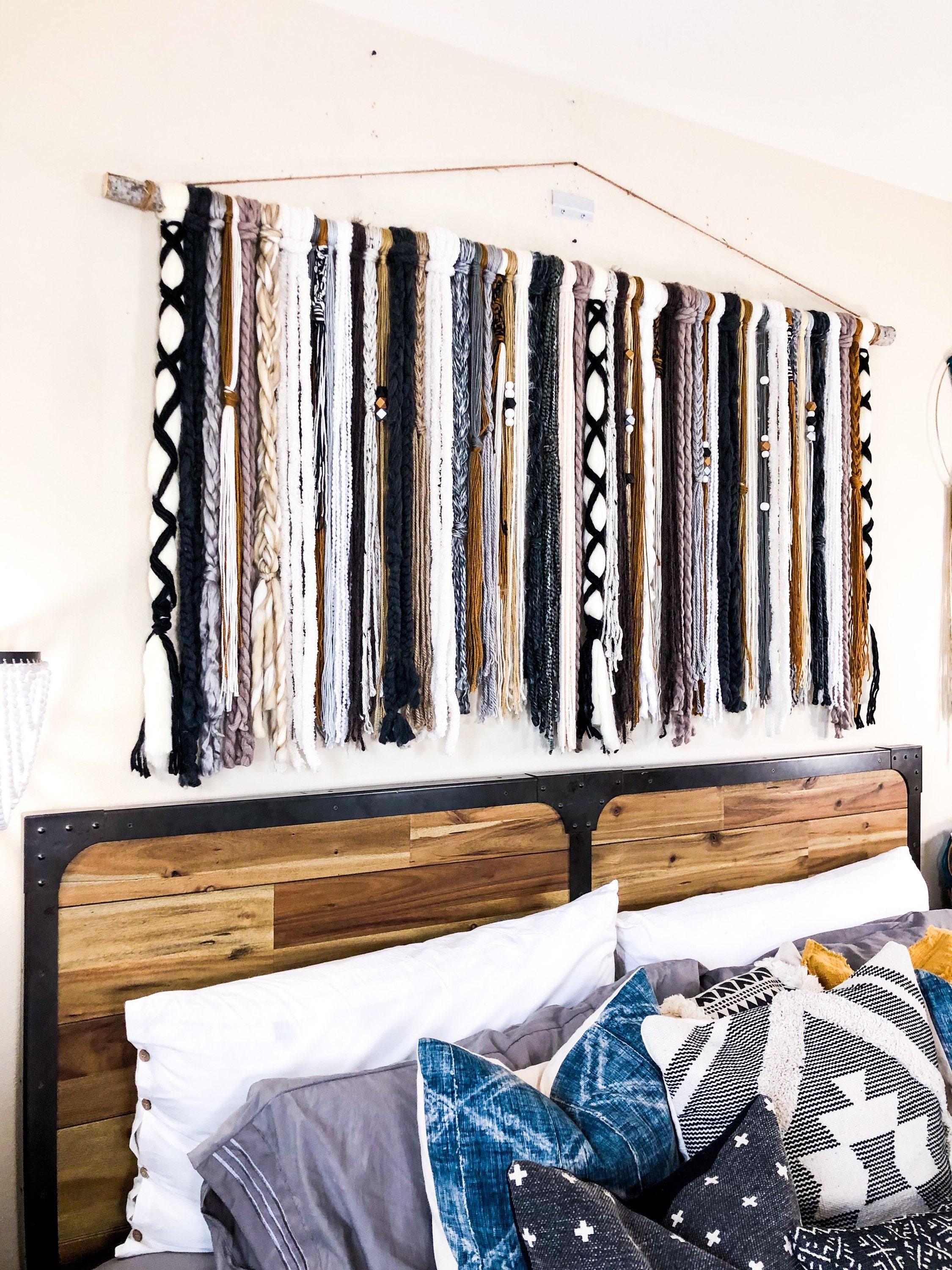 Boho Yarn Wall Hanging Boho Tapestry Boho Wall Decor Fiber | Etsy