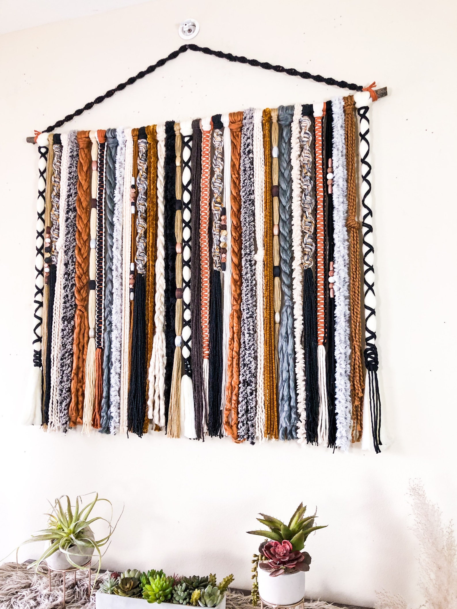 Boho Yarn Wall Hanging Boho Tapestry Boho Wall Decor Fiber - Etsy