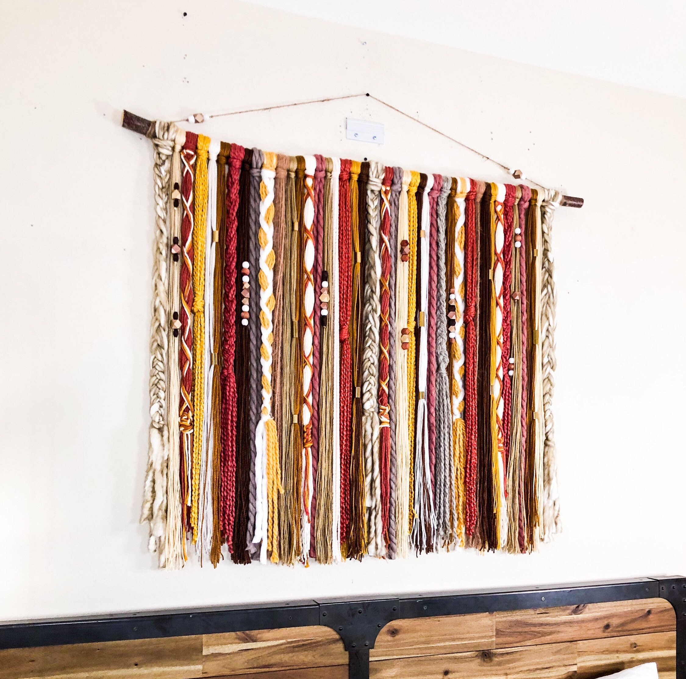 Rust Boho Yarn Wall Hanging Boho Tapestry Boho Wall Decor | Etsy