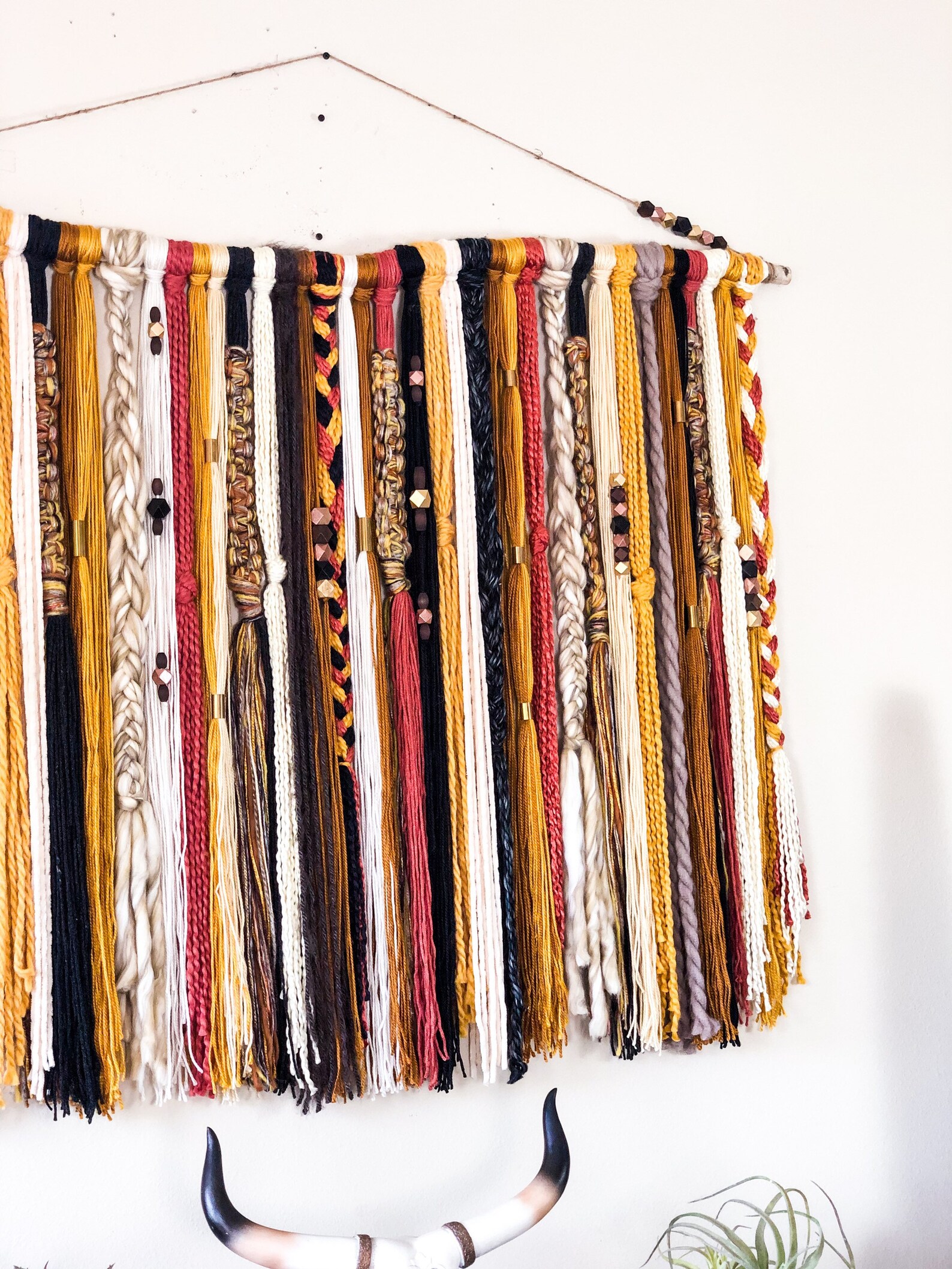 Rust Boho Yarn Wall Hanging Boho Tapestry Boho Wall Decor - Etsy