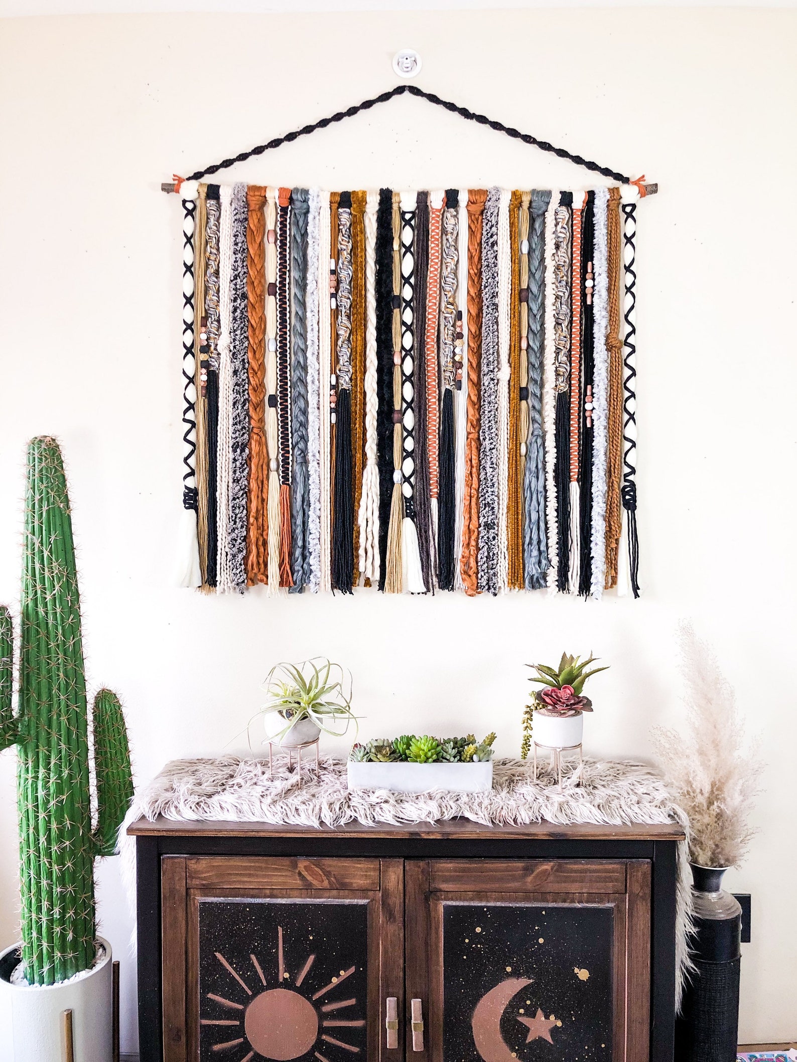 Boho Yarn Wall Hanging Boho Tapestry Boho Wall Decor Fiber - Etsy