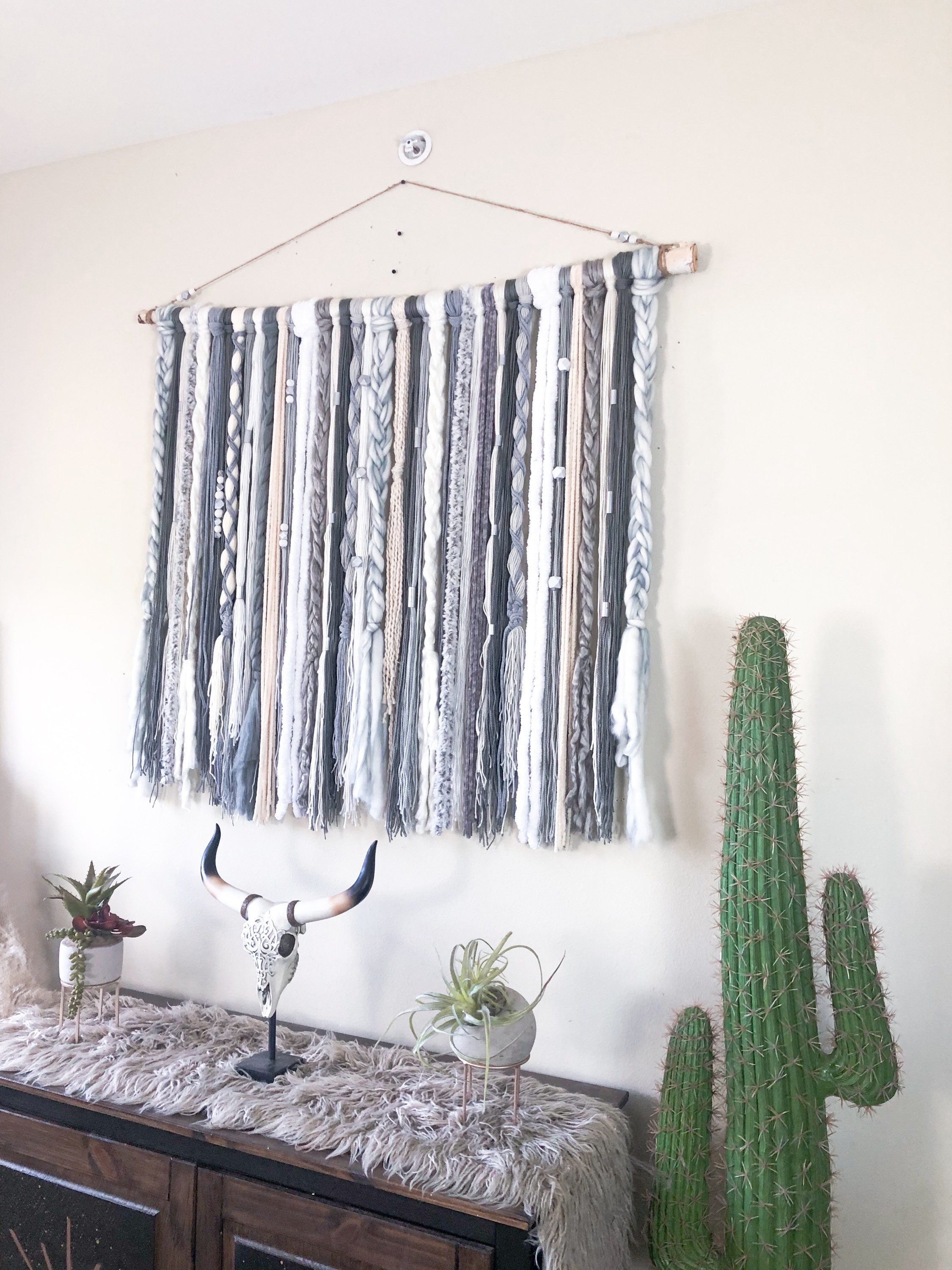 Boho Yarn Wall Hanging Boho Tapestry Boho Wall Decor Fiber - Etsy