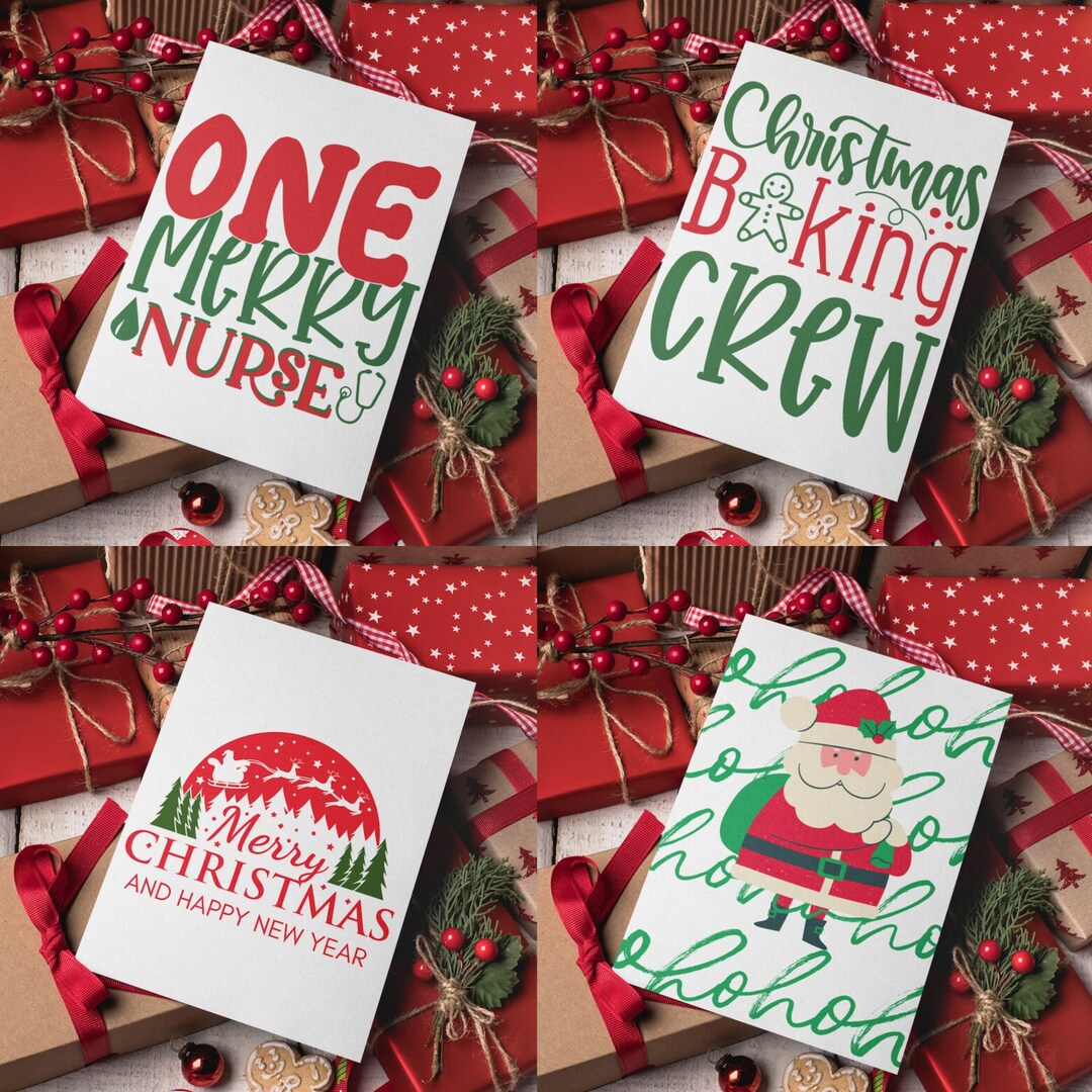 Set of Printable Christmas Cards Packet of 4 Make Your - Etsy
