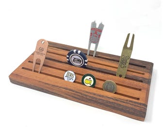 Golf Ball Marker Display Stand - Live Edge Walnut (divot Tool, Gift for ...