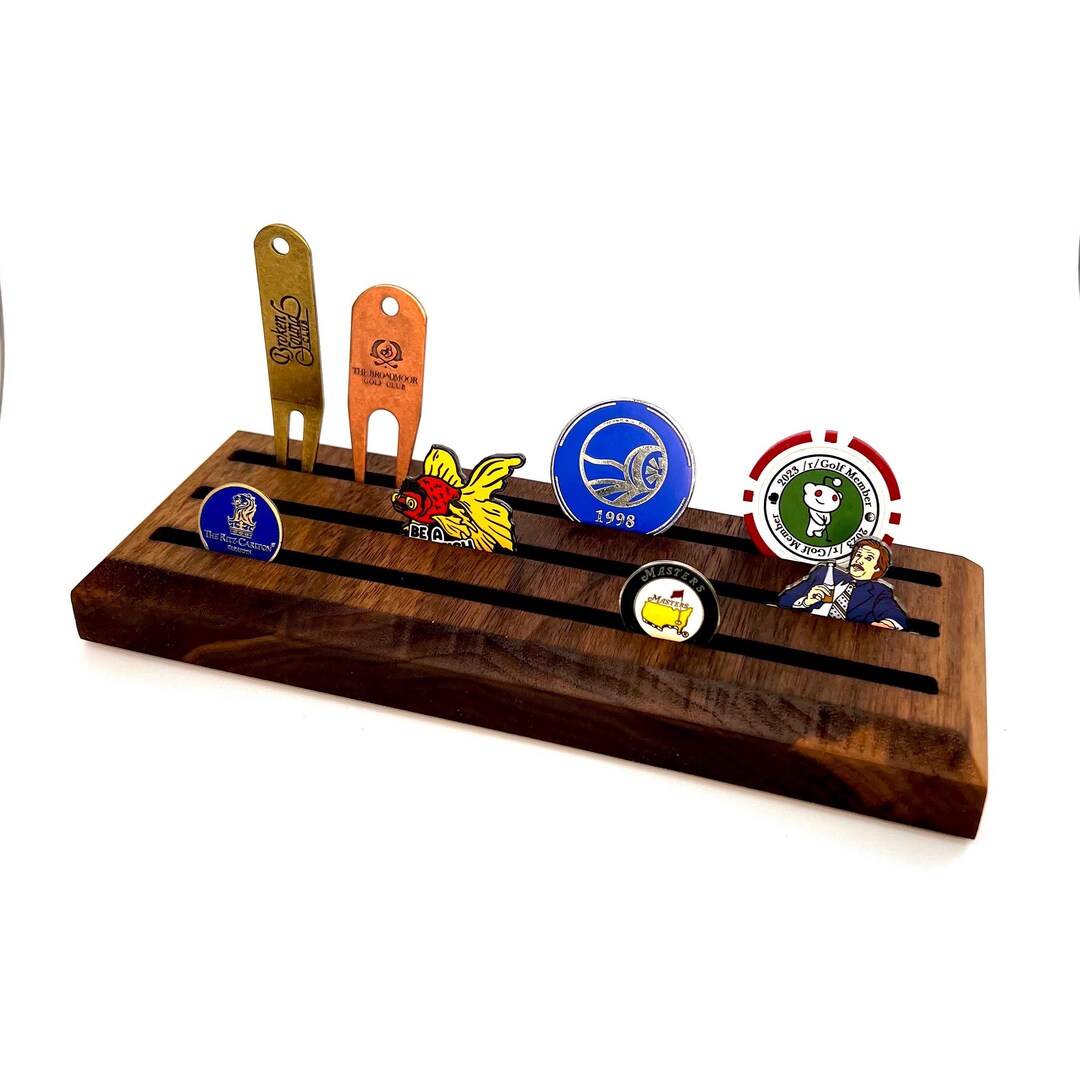 Golf Ball Marker and Divot Tool Display Stand - Medium Size - Walnut ...