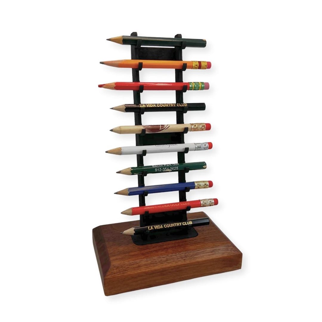 Golf Pencil Display - Holds 10 - Walnut (gift for Golfer, Golf Display ...
