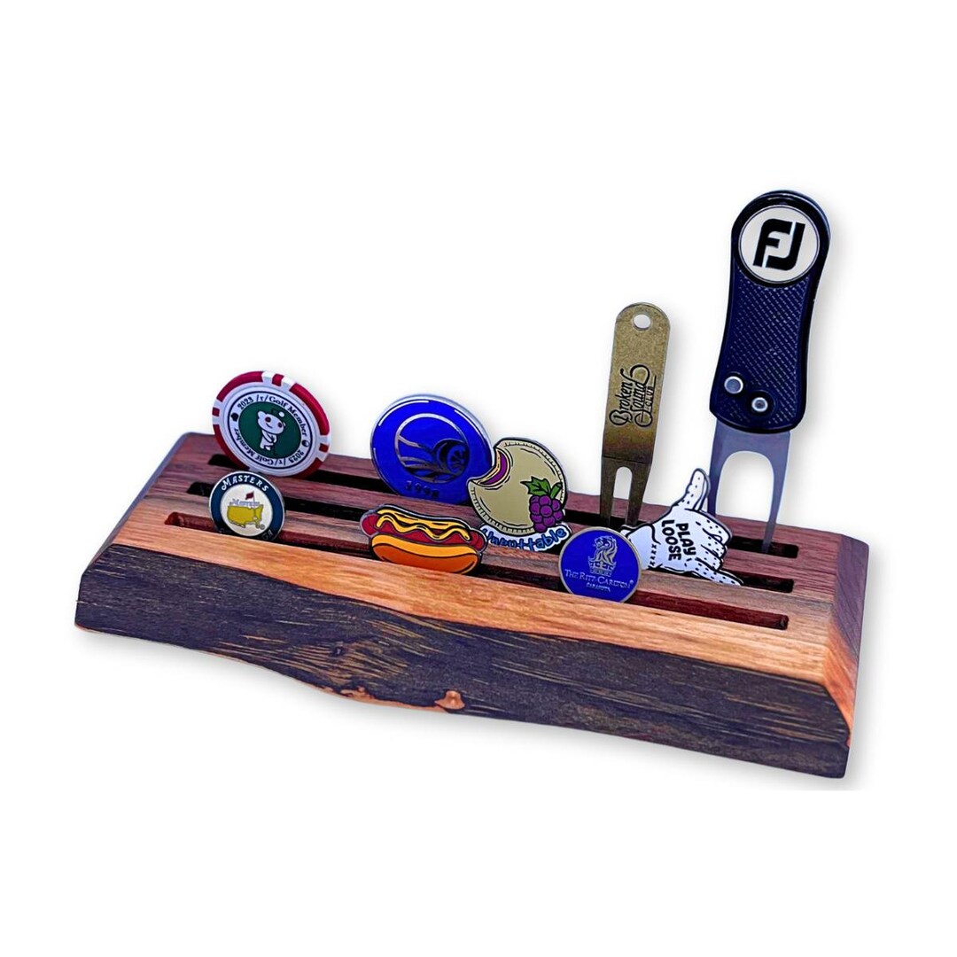 Golf Ball Marker Display Stand - Live Edge Walnut (divot Tool, Gift for ...