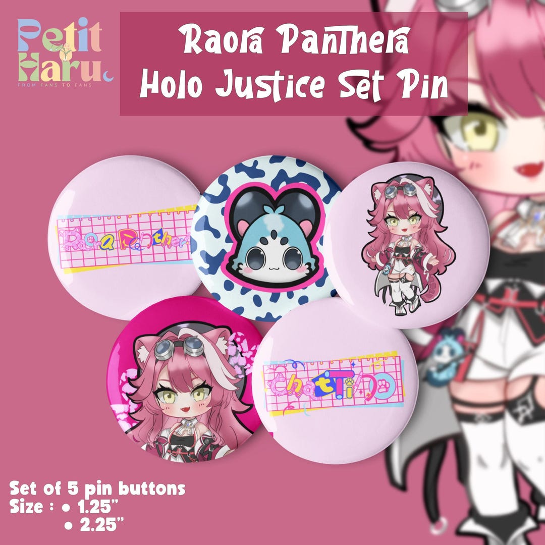 Raora Panthera Holo Justice Hololive Set of 5 Pin Buttons - Etsy