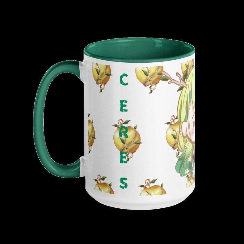 Hololive Ceres Fauna Fan Made Mug Yellow 11oz & Dark Green 15oz Vtuber ...