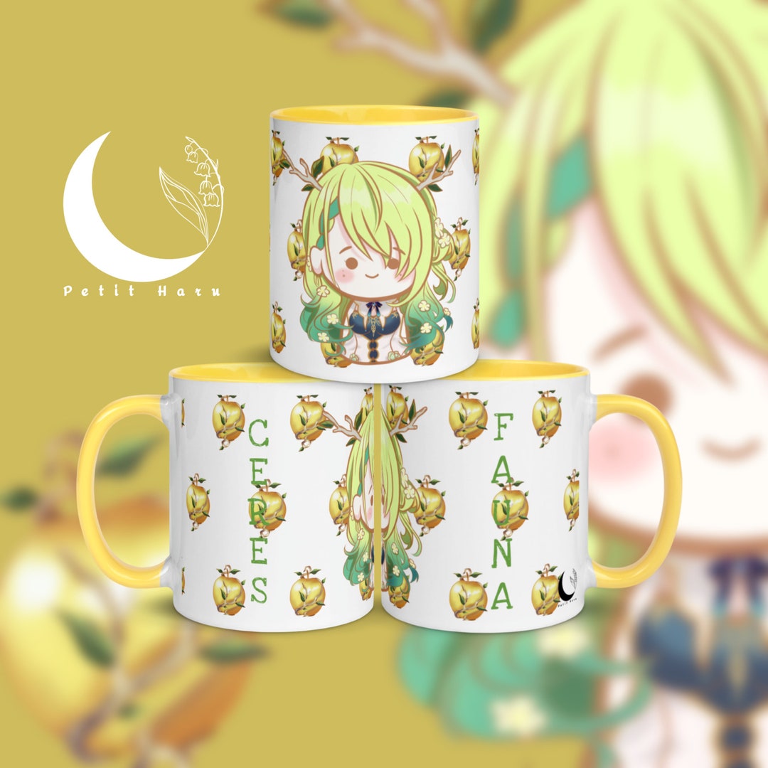 Hololive Ceres Fauna Fan Made Mug Yellow 11oz & Dark Green 15oz ...