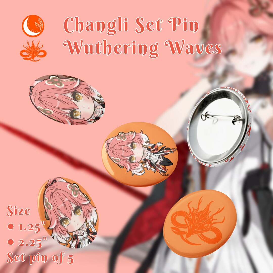 Changli Wuthering Waves Fanart Set of 5 Pin Buttons - Etsy