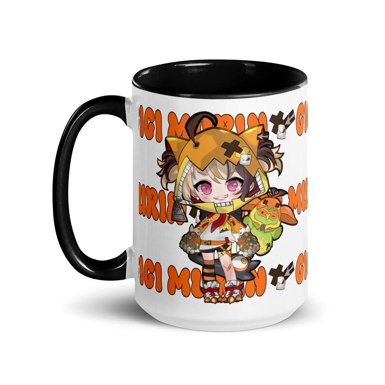 Gigi Murin Holo Justice Hololive Fan Art Mug With Orange and Black ...