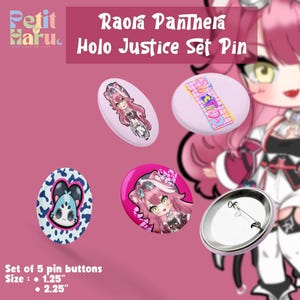 Raora Panthera Holo Justice Hololive Set of 5 Pin Buttons - Etsy