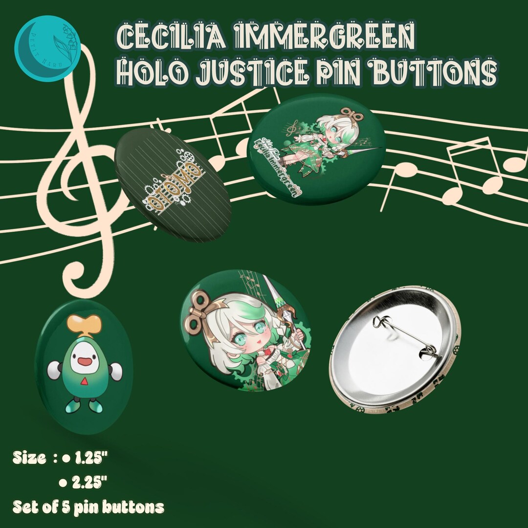 Cecilia Immergreen Otomo Holo Justice Hololive Set of Pin Buttons - Etsy