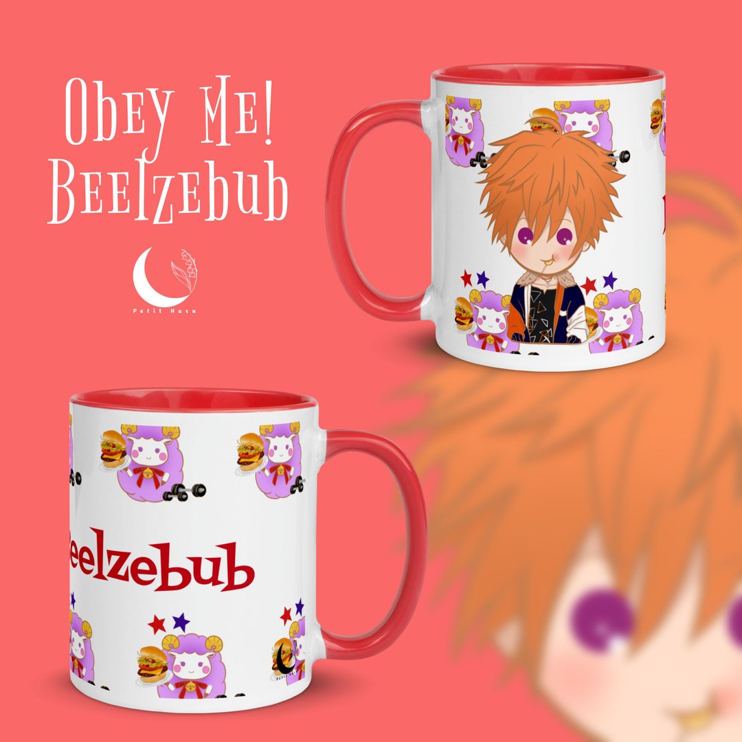 Obey Me Beelzebub Fan Made Merch Mug With Red Color Inside - Etsy