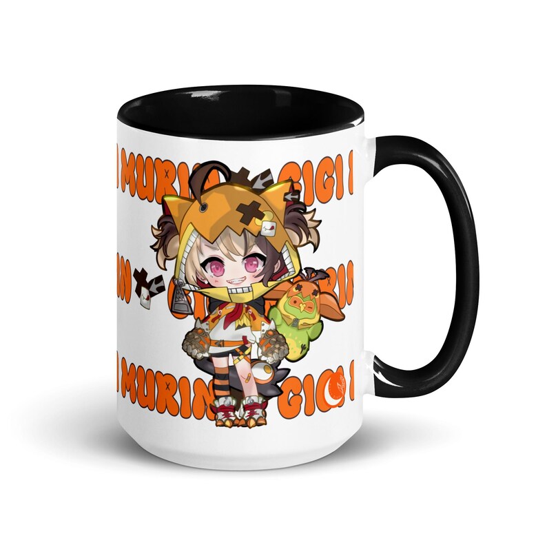 Gigi Murin Holo Justice Hololive Fan Art Mug With Orange and Black ...