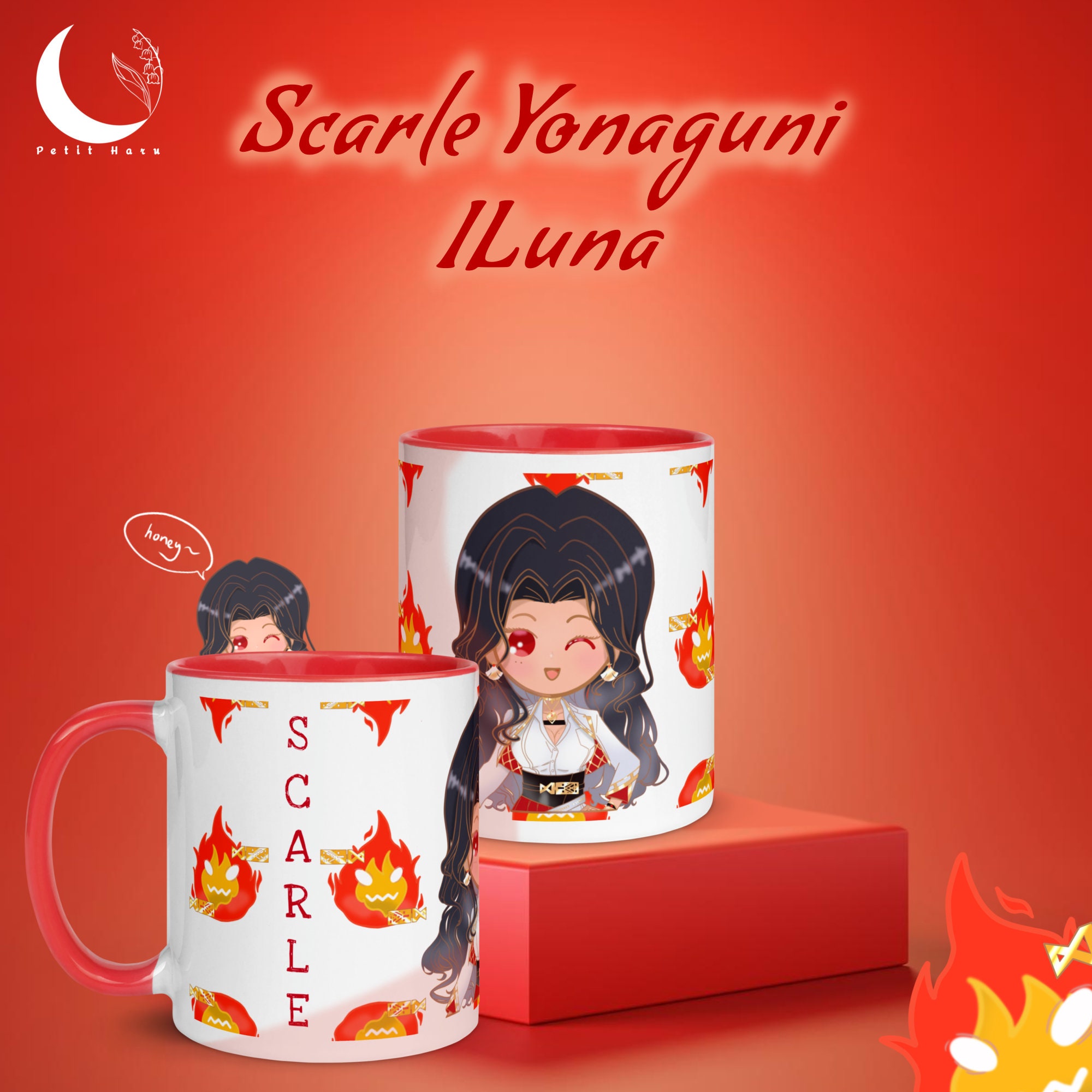 Scarle Yonaguni Nijisanji EN Iluna Red Two-tone Coffee Mugs, 11oz ...