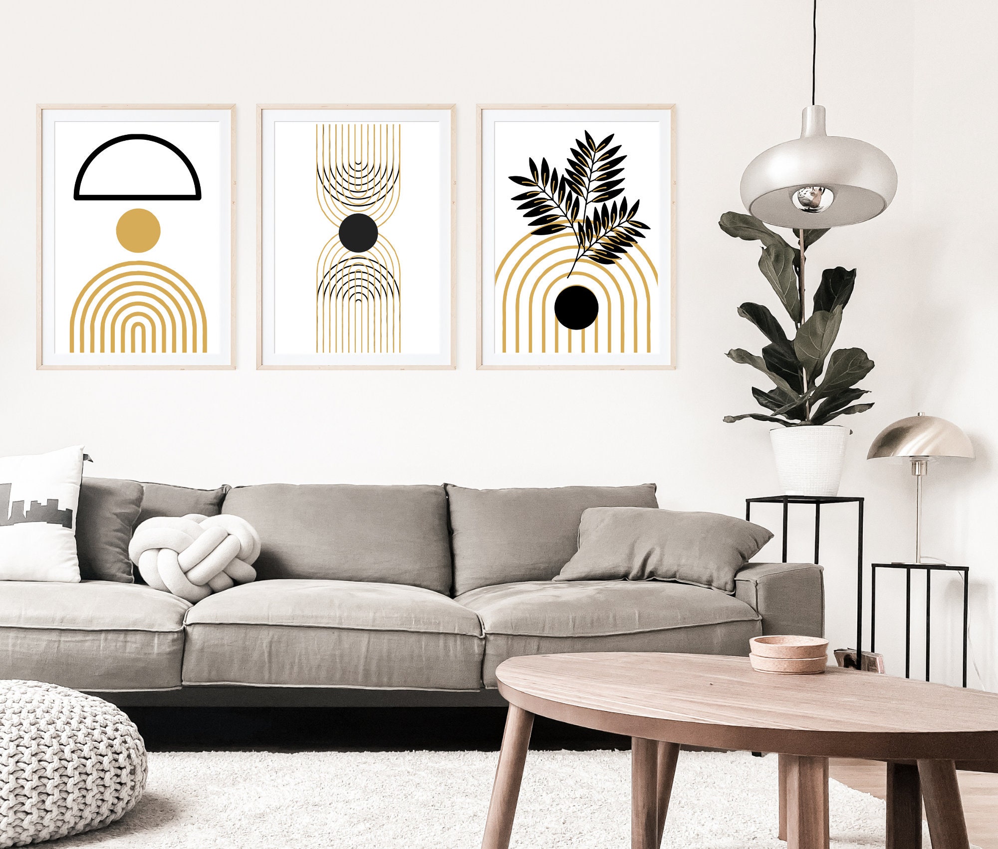 Boho Wandkunst Set, 4er Set Drucke, Druckbares Boho Wand dekor, Abstrakte Wandkunst, Terrcotta ...