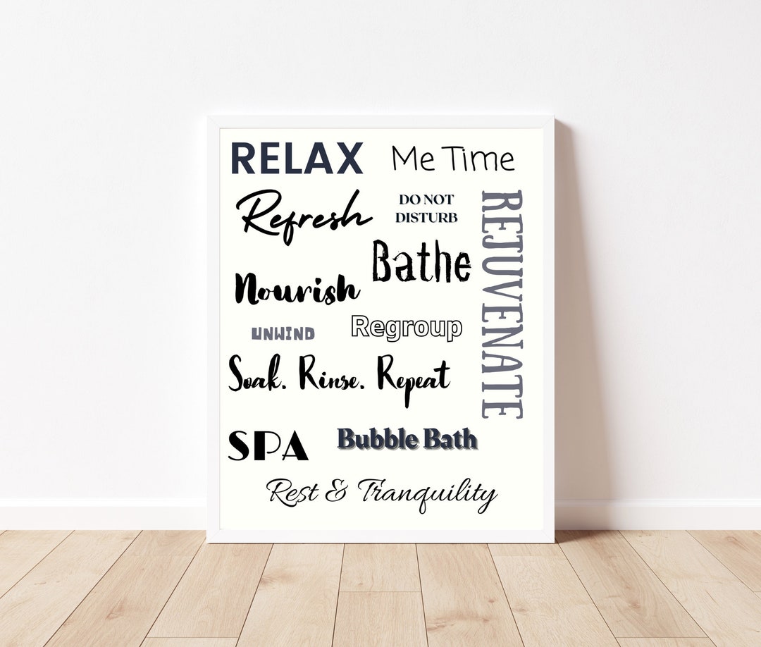Printable Bathroom Sign - Word Cloud Print - Typography Print ...