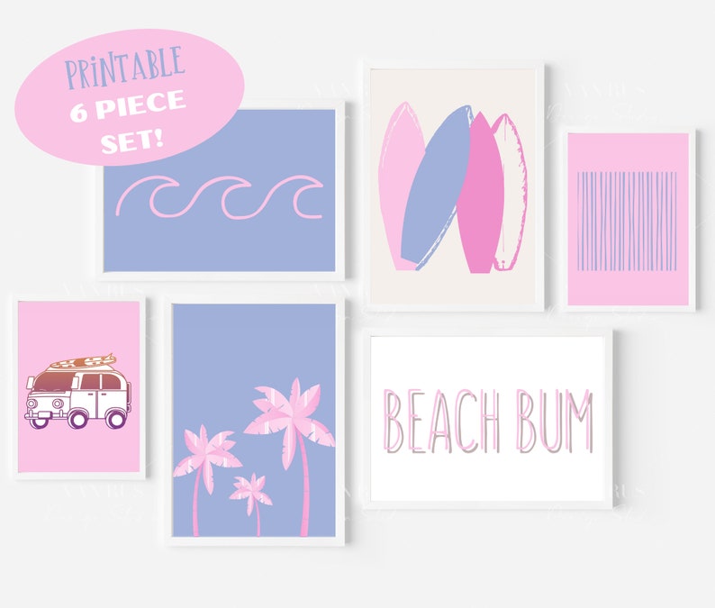 Beach Print Set of 6 Beach Themed Decor Beach Prints Set - Etsy