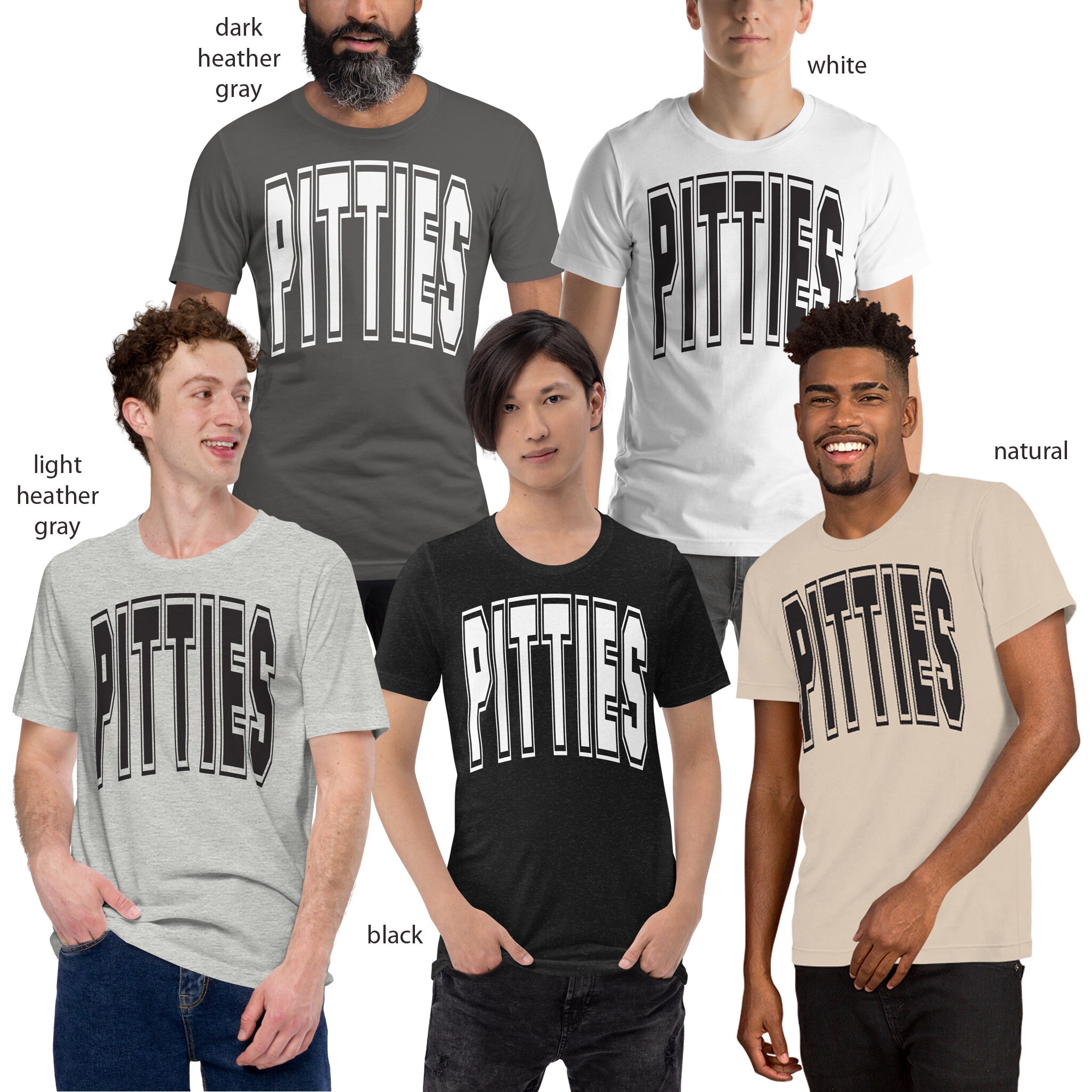 Pitties Unisex Crewneck T Shirt // Collegiate Lettering Graphic Tee ...