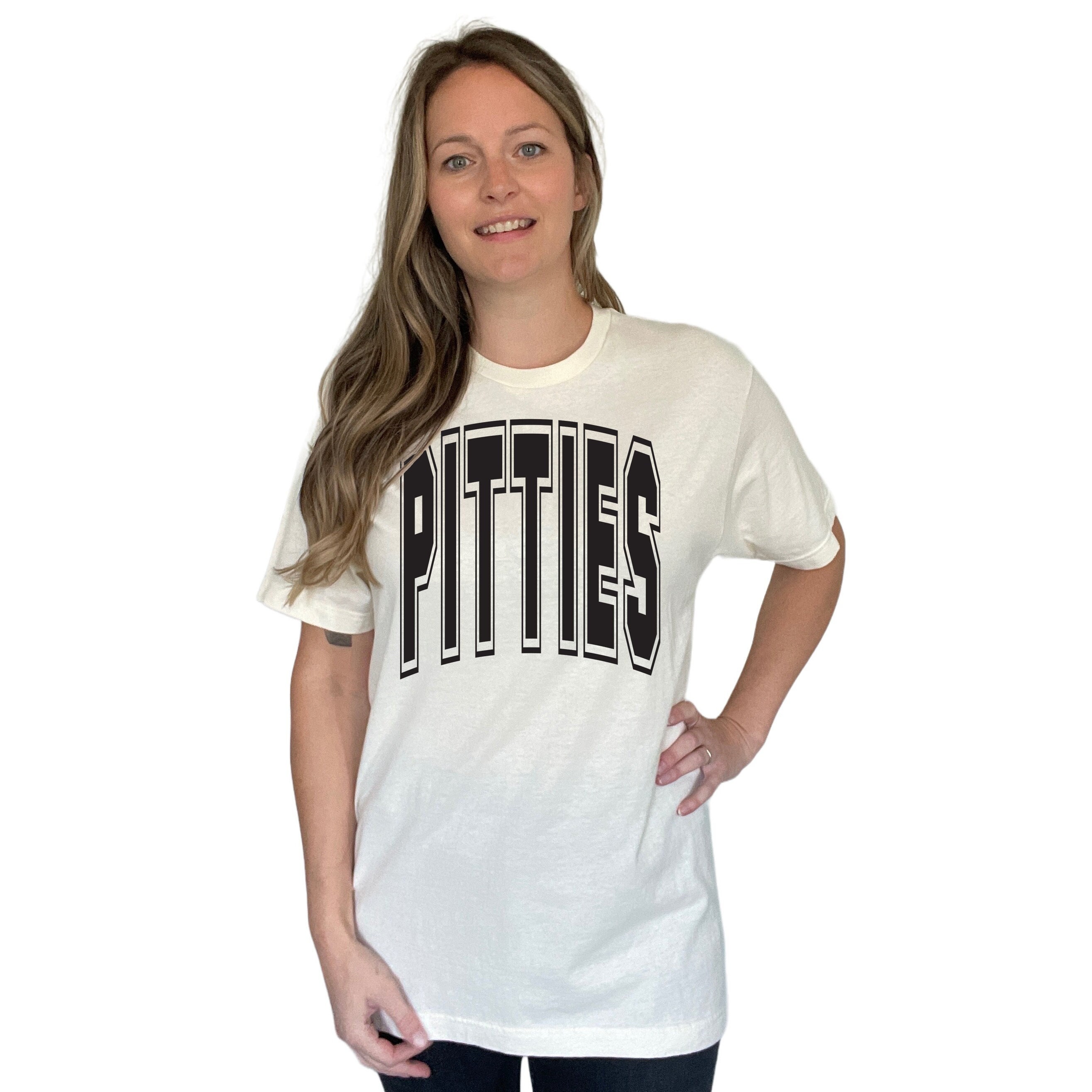 Pitties Unisex Crewneck T Shirt // Collegiate Lettering Graphic Tee ...