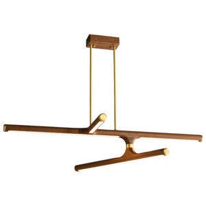 Walnut Pendant Lighting, Wood Pendant Light, Branch Chandelier Lighting ...