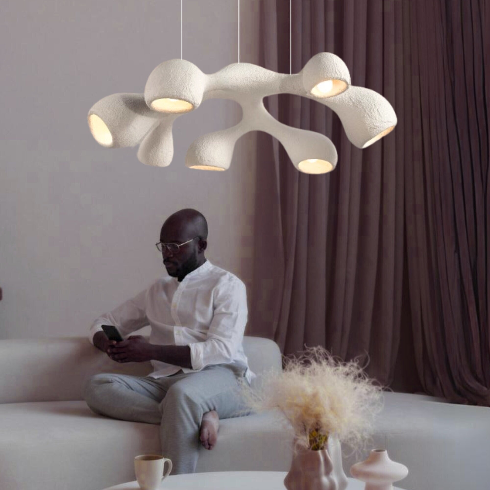 Wabi Sabi Pendant Light Unique Japanese Style Chandelier for Kitchen ...