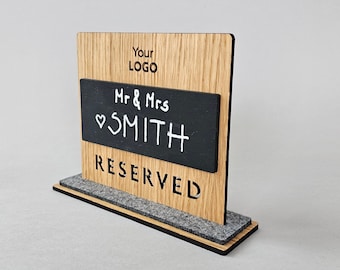 Wooden Chalkboard Tabletop Reserved Sign With Logo for Restaurants ...