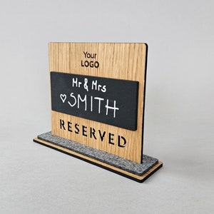 Wooden Chalkboard Tabletop Reserved Sign With Logo for Restaurants ...
