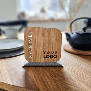 Personalized Reserved Table Sign With Logo, Wooden Restaurant Decor ...