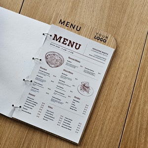 Wooden Menu Board With Rings for Hotels, Restaurants, Cafes, Custom A4 ...