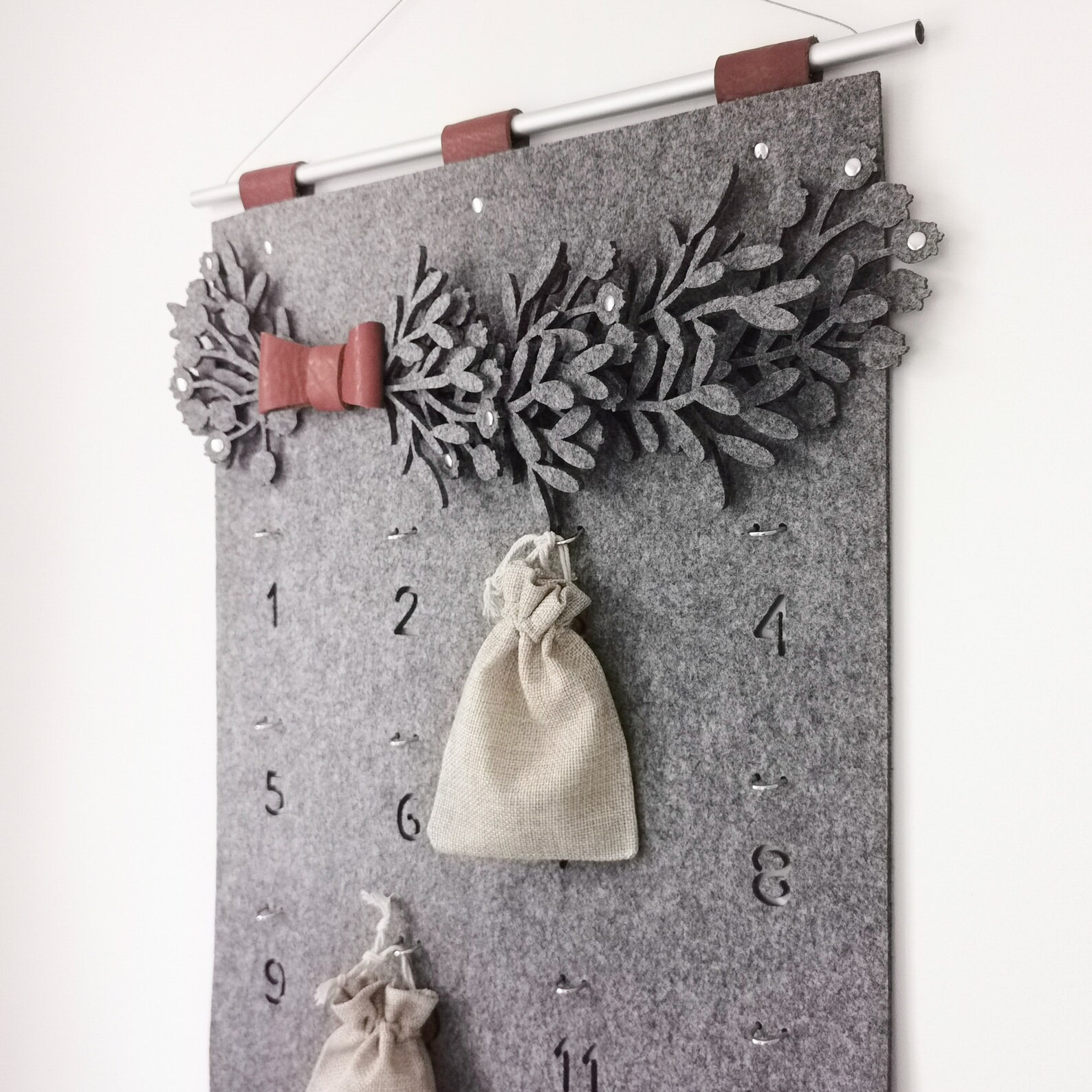 Christmas Advent Calendar, Big Gray Felt Christmas Calendar, Minimalist ...